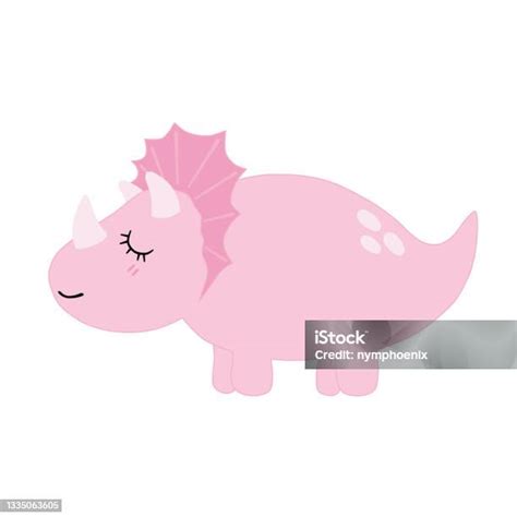 귀여운 파스텔 트리케라톱스 핑크 디노 미소 와 눈 닫기 고립 된 흰색 배경 가공의 인물에 대한 스톡 벡터 아트 및 기타 이미지 가공의 인물 고대의 공룡 Istock