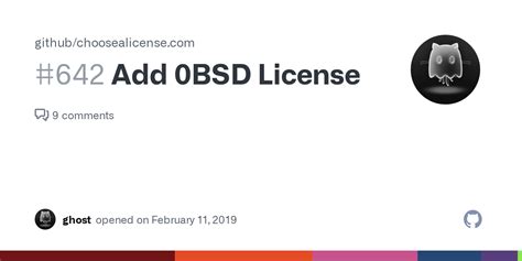 Add 0bsd License · Issue 642 · Github · Github