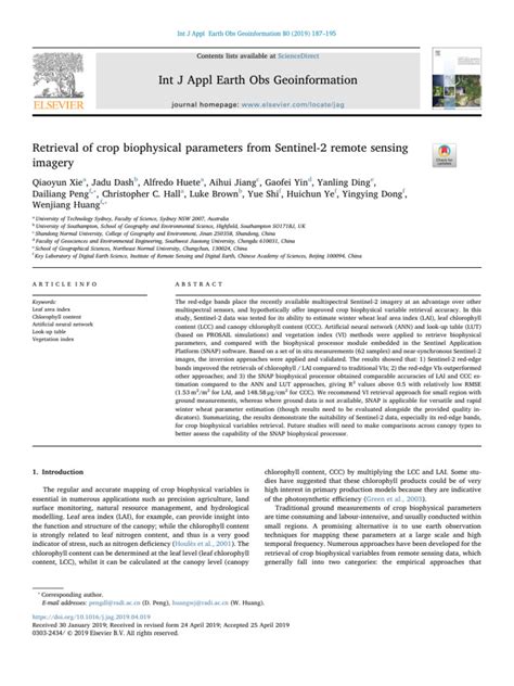 Retrieval Of Crop Biophysical Parameters From Sentinel 2 Remote