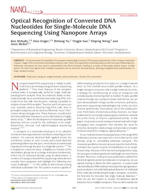 Pdf Optical Recognition Of Converted Dna Nucleotides For Single
