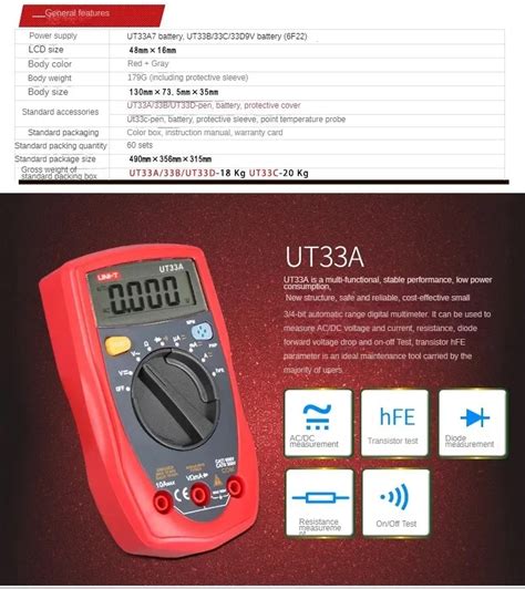 Uni T Ut33d Digital Multimeter High Precision Universal Meter Double Fuse Multimetro