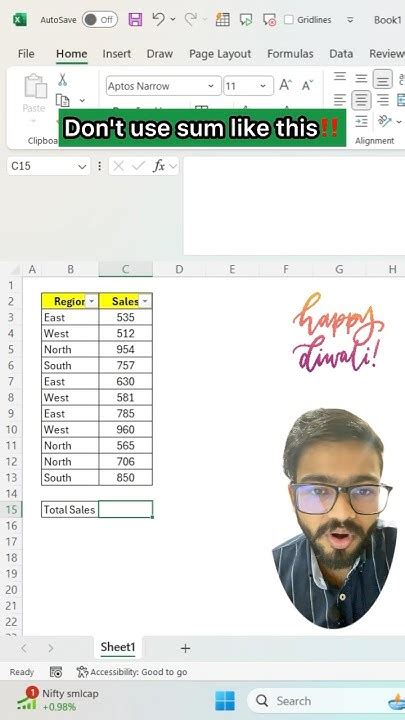 don t use sum in excel‼️instead use amazing function excel