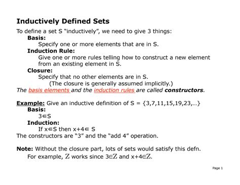 inductive set notes inductively defined sets to define a set s