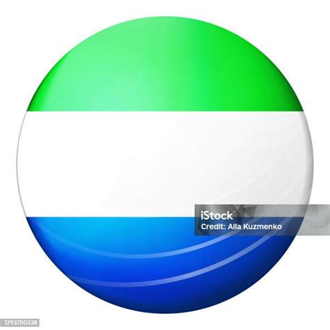 시에라리온의 깃발이 달린 유리 라이트 볼 둥근 구 템플릿 아이콘 국가 기호 흰색 배경에 강조 표시된 광택 사실적 공 3d 추상