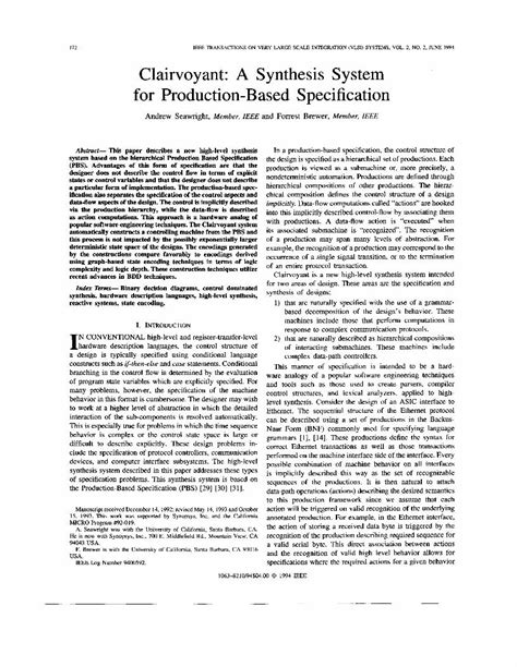 Pdf Clairvoyant A Synthesis System For Production Based
