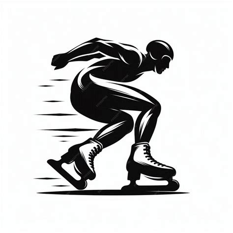 Silhouette Art Speed Skating Logo Icon Black White White Background