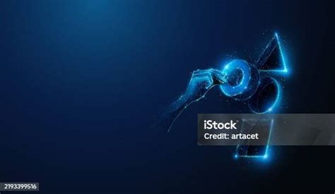 Abstract Illustration Of Low Poly Hand Putting Cylinder Into Shape