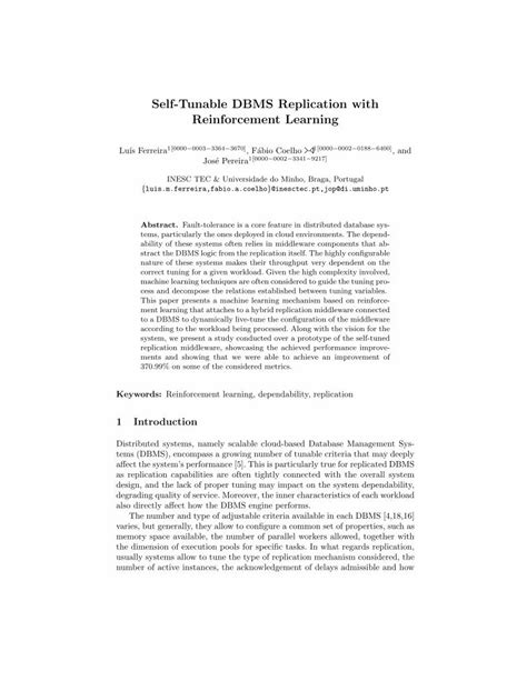 Pdf Self Tunable Dbms Replication With Reinforcement Learning