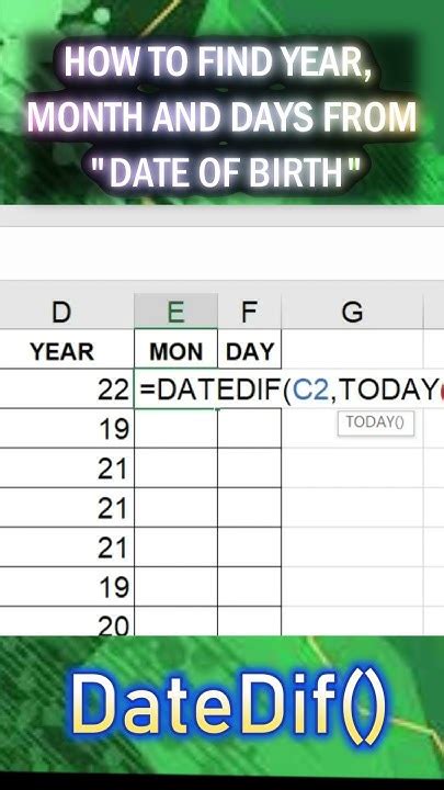 datedif function excelfunctions advancedexcel advancedexceltricks