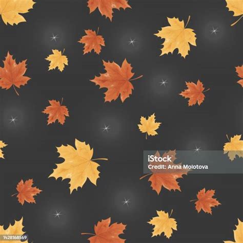 단풍 나무 잎이있는 완벽한 패턴 웹 배너 인쇄 벽지를위한 텍스처 디자인 0명에 대한 스톡 벡터 아트 및 기타 이미지 0명 가을 검은색 Istock