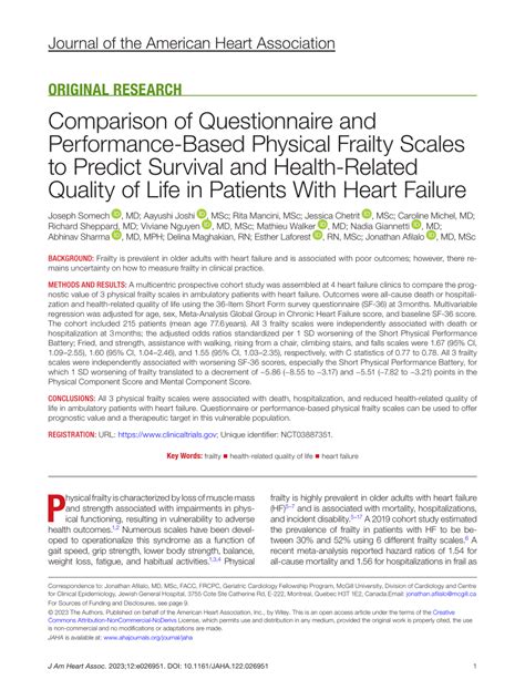 Pdf Comparison Of Questionnaire And Performance Based Physical Frailty Scales To Predict