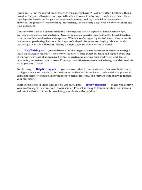 Thesis Topics For Consumer Behaviour Pdf Consumer Behaviour Behavior