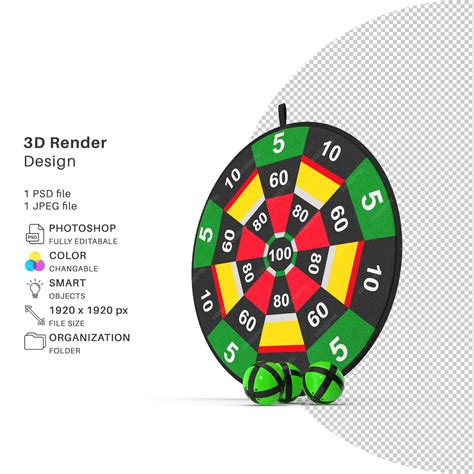 Premium Psd Velvo Dartboard Game Set 3d Modeling Psd File Realistic Dartboard Game