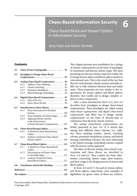 Pdf Chaos Based Block And Stream Ciphers In Information Security