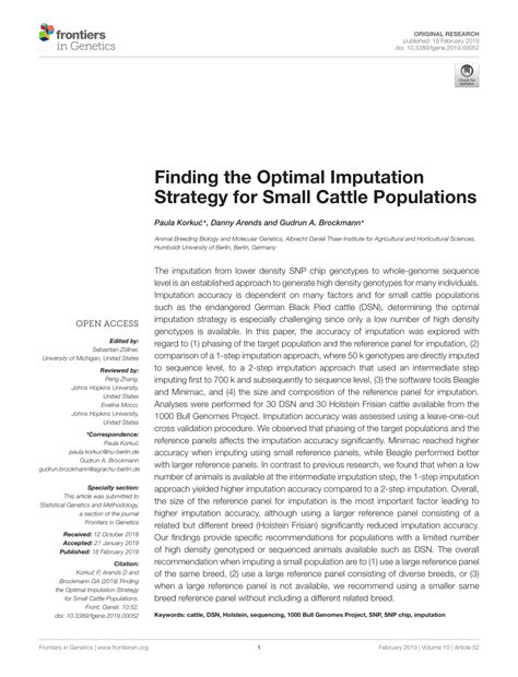 Pdf Finding The Optimal Imputation Strategy For Small Cattle Populations