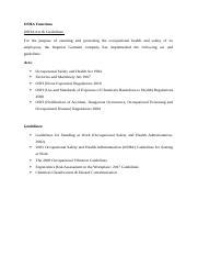 Osha Functions Docx OSHA Functions OSHA Act Guidelines For The Purpose Of