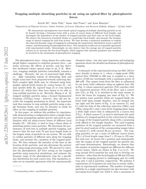 Pdf Trapping Multiple Absorbing Particles In Air Using An Optical