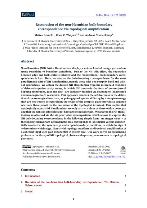 Pdf Restoration Of The Non Hermitian Bulk Boundary Correspondence Via Topological Amplification