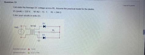 Solved Calculate The Average DC Voltage Across RL Assume Chegg Com
