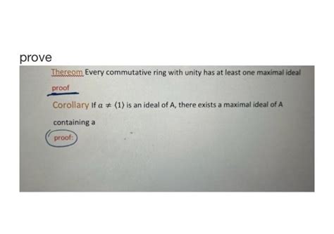 Solved Thereom Every Commutative Ring With Unity Has At