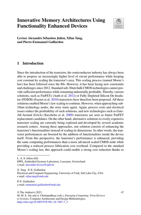 Pdf Innovative Memory Architectures Using Functionality Enhanced Devices