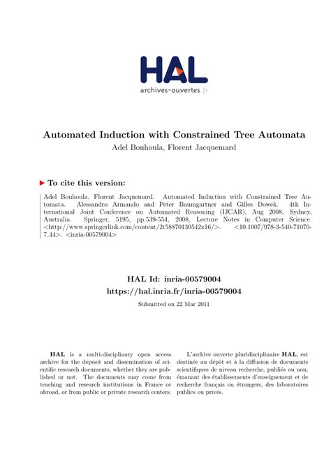 Pdf Automated Induction With Constrained Tree Automata