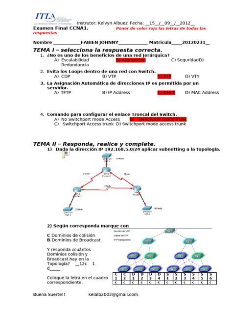 examen final ccna3 pdf redes de computadoras red de arquitectura