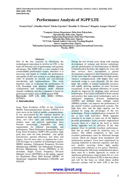 Performance Analysis Of 3gpp Lte Pdf Download Free Pdf Orthogonal Frequency Division