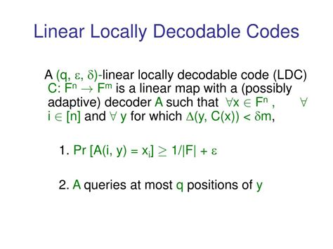 Ppt A Quadratic Lower Bound For Three Query Linear Locally Decodable