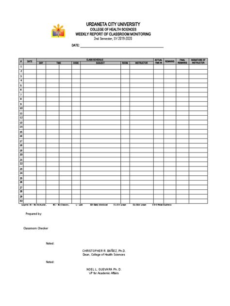 Class Monitoring Format Pdf