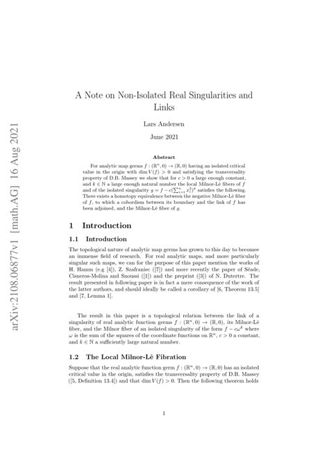 Pdf A Note On Non Isolated Real Singularities And Links