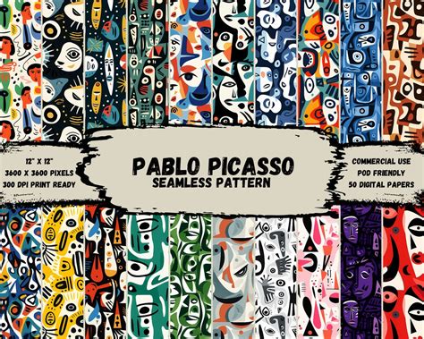 Pablo Picasso Pattern Bundle 50 Digital Papers Printable Instant