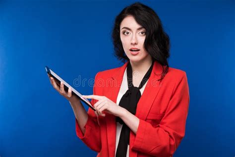 Girl With A Tablet In Hands Stock Photo Image Of Brunette Adult