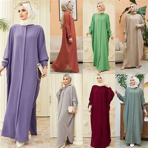 Casual Abayas For Women Clothing Muslim Fashion Bat Sleeve Long Dresses