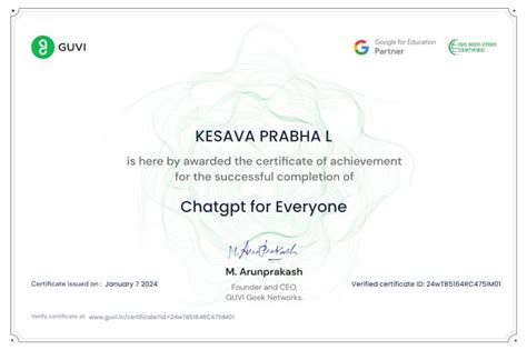 Completed Chatgpt For Everyone Course Kesava Prabha Lakshmanan