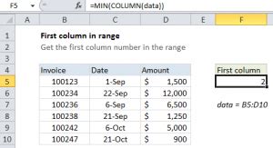 How To Get First Column Number In Range In Excel October
