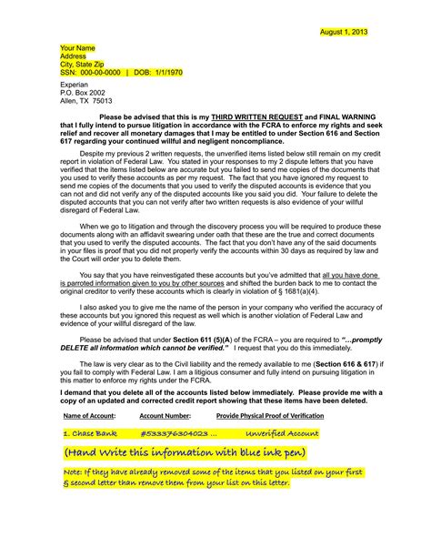 Credit Dispute Letter Template Spark Premium Template Template