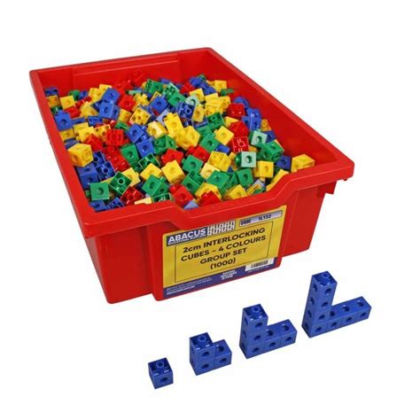 Interlocking 2cm Plastic Cubes Group Set 1000 Abacus Educational