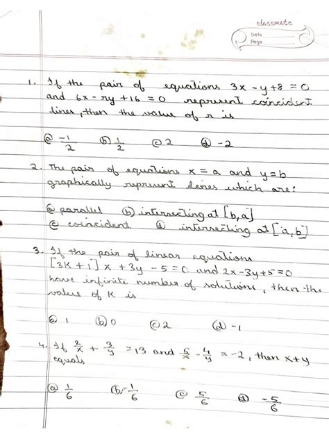 Maths Linear Equations Questions Pdf