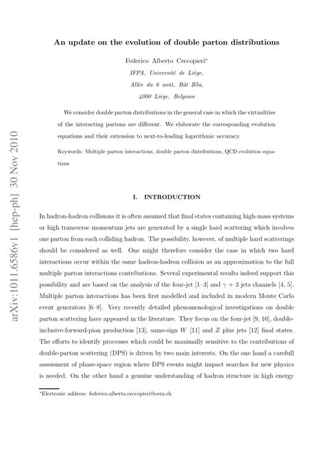 Pdf An Update On The Evolution Of Double Parton Distributions