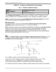 Transistor Amplifier Design For Analogue And Digital Course Hero