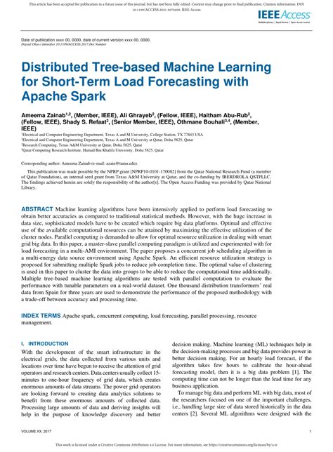 Pdf Distributed Tree Based Machine Learning For Short Term Load Forecasting With Apache Spark