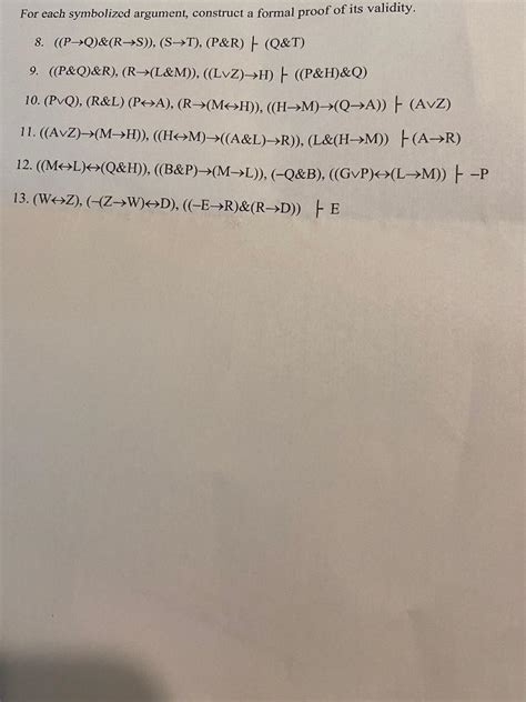 Solved For Each Symbolized Argument Construct A Formal