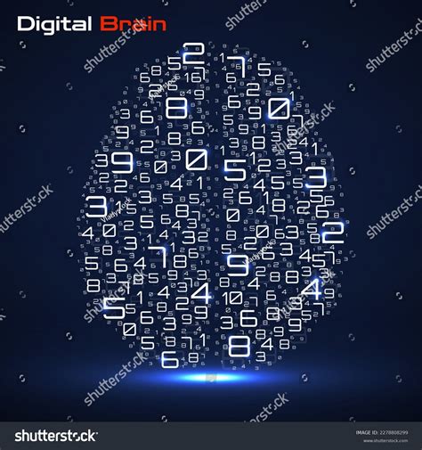 Digital Brain Numbers Artificial Intelligence Concept Stock Vector