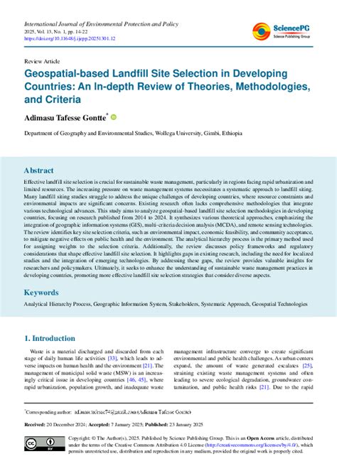 Pdf Geospatial Based Landfill Site Selection In Developing Countries