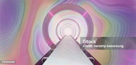 길고 어두운 터널 파이프 미래형 조명으로 공상 과학 터널 하이테크 터널 공상 과학 복도 하이퍼 루프 기술 파이프 레이저 광 터널 다채로운 3d 렌더링 0명에 대한 스톡 사진