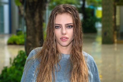 Sensual Woman Face Beautiful Girl Young Woman Look Sensual Stock