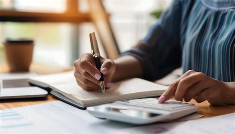 close up woman hand using calculator to calculate home finance and
