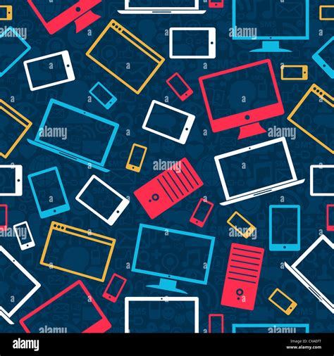Gadgets Icons Seamless Pattern Over Social Media Background Vector Illustration Layered For