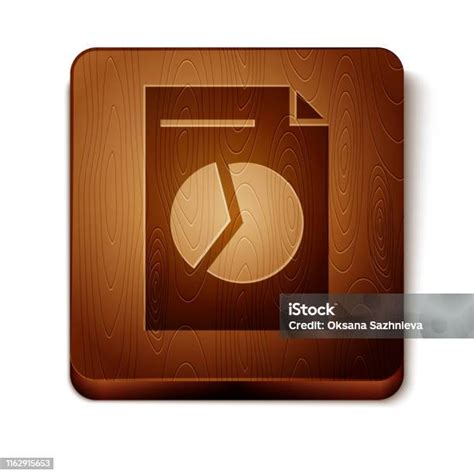 흰색 배경에 격리 된 그래프 차트 아이콘이있는 갈색 문서입니다 텍스트 파일 아이콘을 보고합니다 회계 기호입니다 감사 분석 계획 나무 사각형 버튼입니다 벡터 일러스트레이션